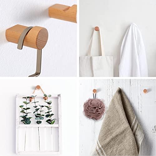 JOOPSHEE 24 Pack Wood Wall Hooks, Natural Wooden Coat Hooks Wall Mounted, Handmade Rustic Hat Hooks Heavy Duty Entryway Wall Hangers for Hanging Bags, Clothes, Towels (24pcs)