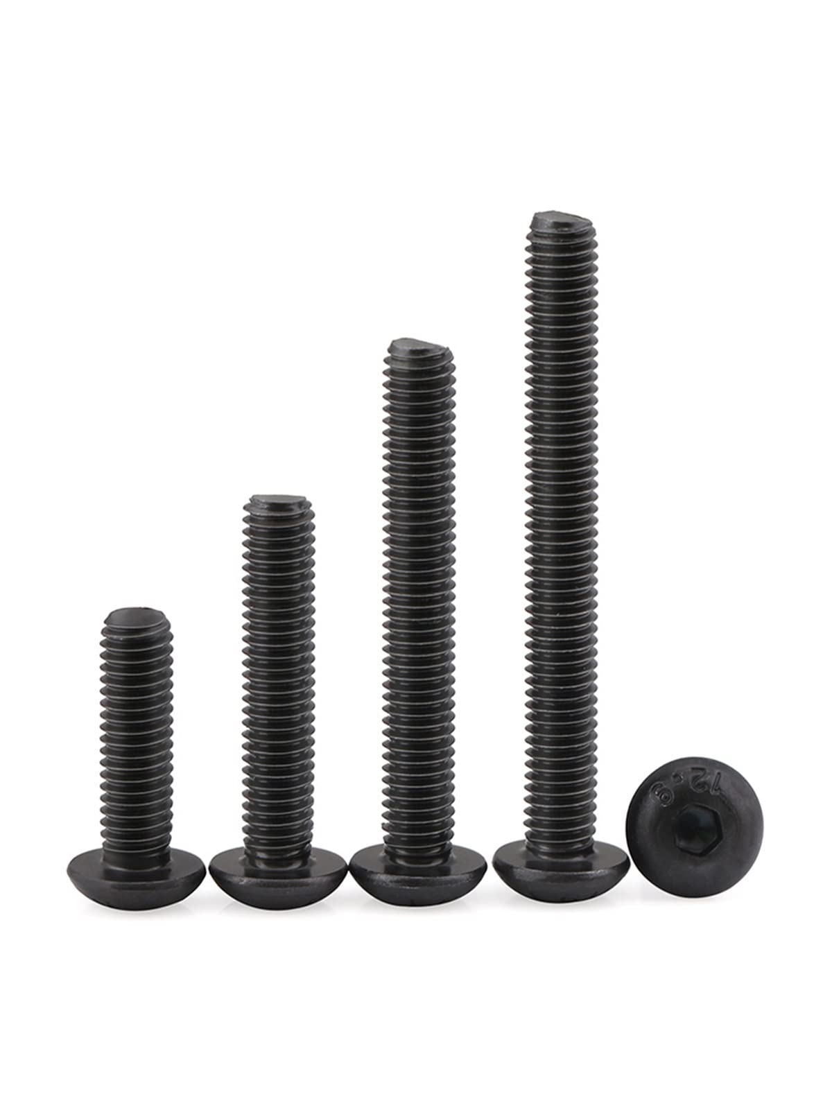 PENGFA Wshao store 50/40/20pcs M2 M2.5 M3 M4 M5 M6 M8 M10 12.9 High-Strength Bolts Round Head Hexagon Socket Screws Button Head Cap Screw 3-60mm (Dimensions : M2.5 x 12mm(50pcs))