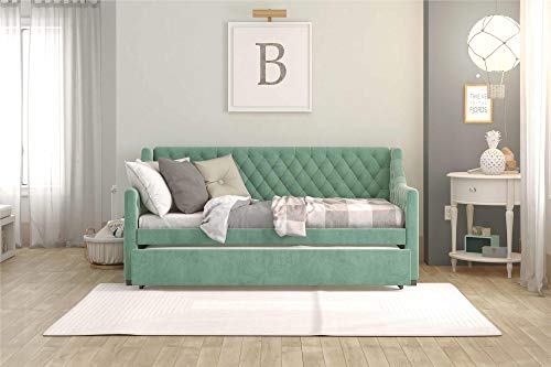 Little Seeds Ambrosia Diamond Tufted Upholstered Design Daybed and Trundle Set, Twin Size Frame, Teal