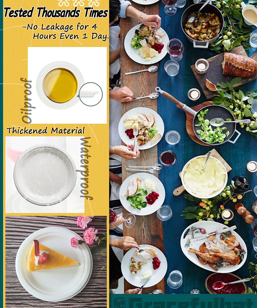 Chinette Paper Plates Dinner for 50 Guests | 7 inch Paper Plates & 50 Pcs 9 inch Disposable Plates | Total: 100 Pcs | White | Uncoated | Biodegradable | Compostable | Chinet paper plates dinner