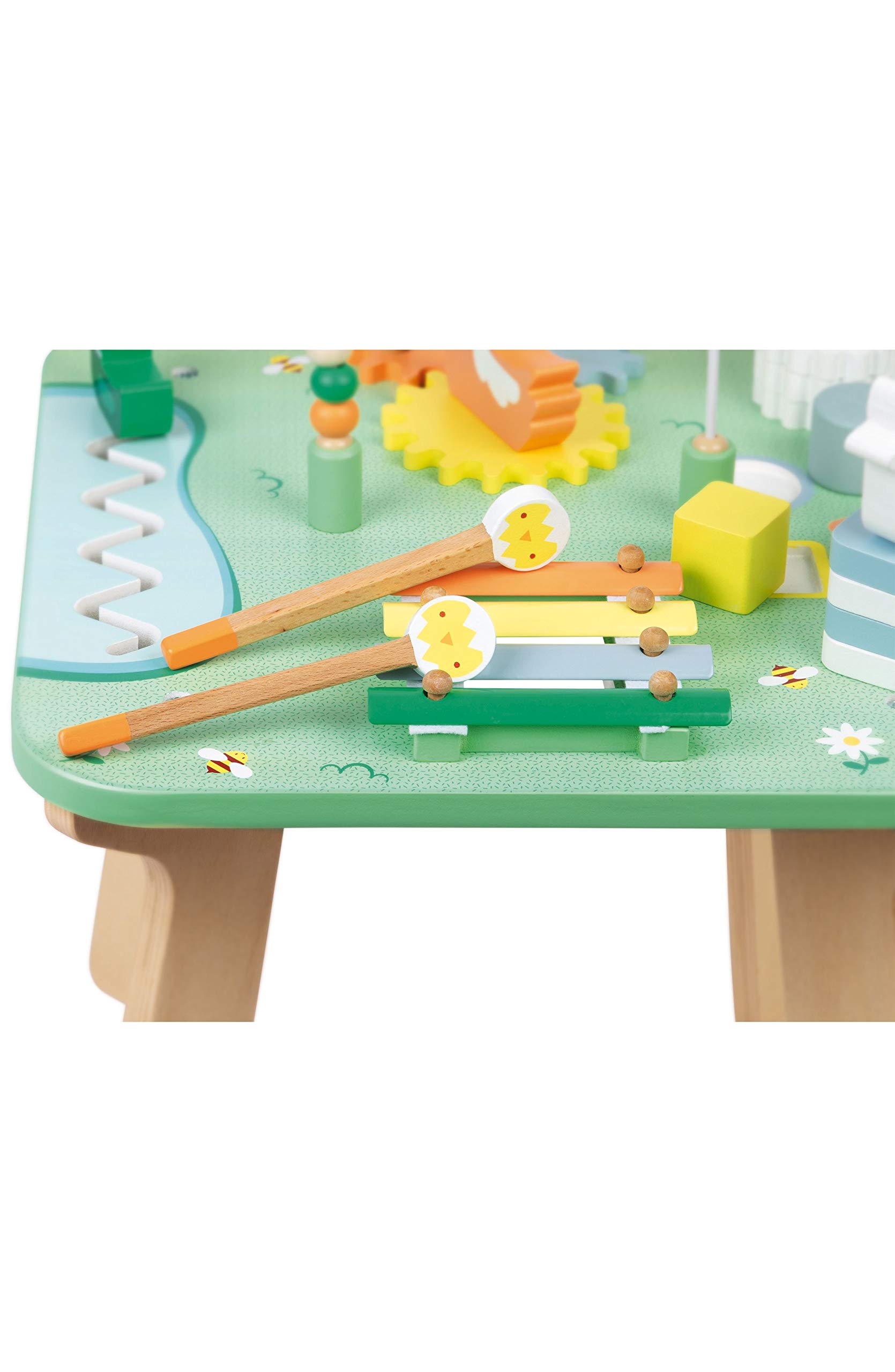Janod Wooden Pretty Meadow Activity Table - 21.1" Tall - Ages 12 Months+ - J05327
