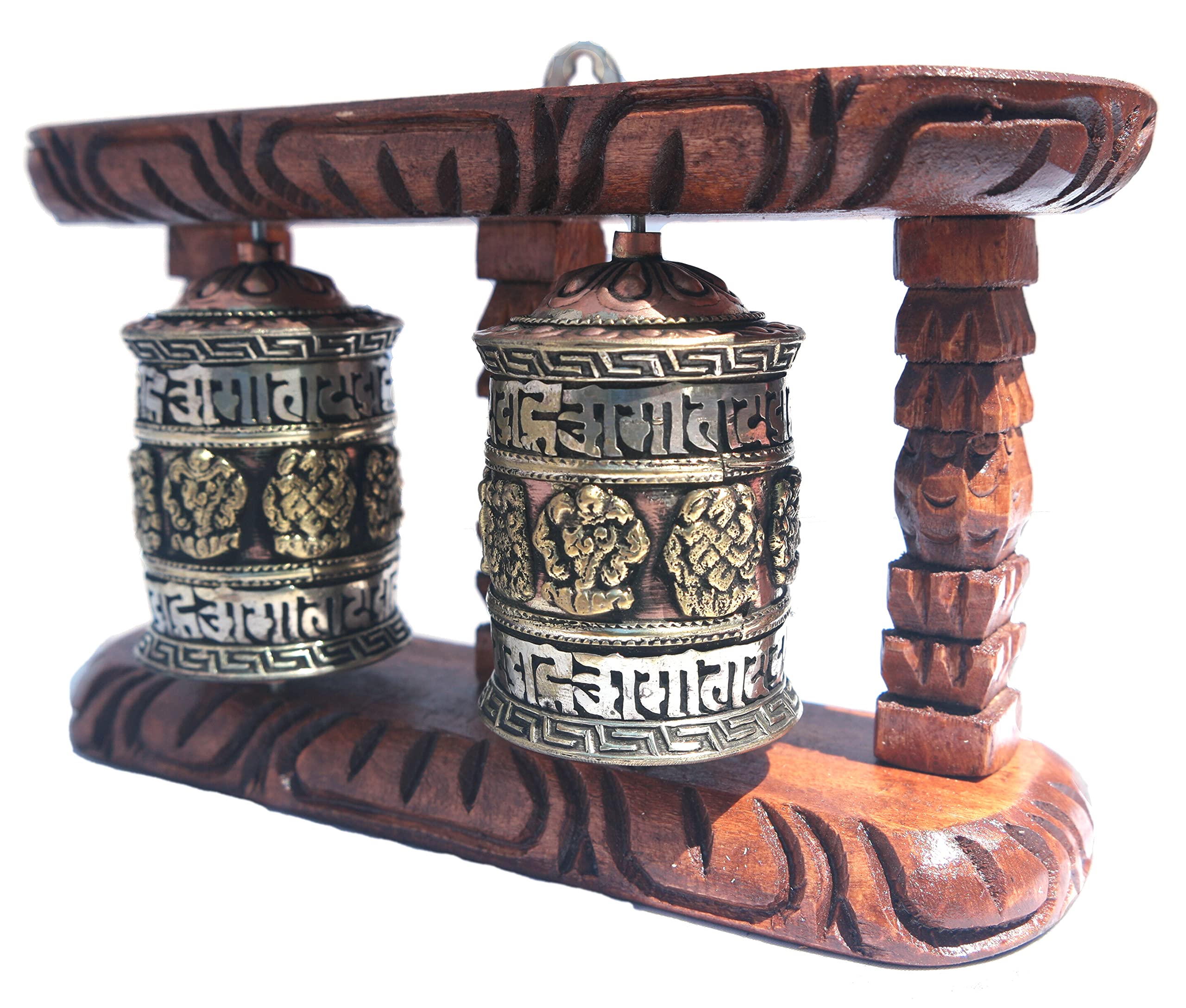 mytibetshop Tibetan Prayer wheel, Om mane prayer wheel, Multi Prayer Wheel, wall mount prayer wheel, Prayer wheel with wood frame , hand made by Himalayan artisan in Nepal