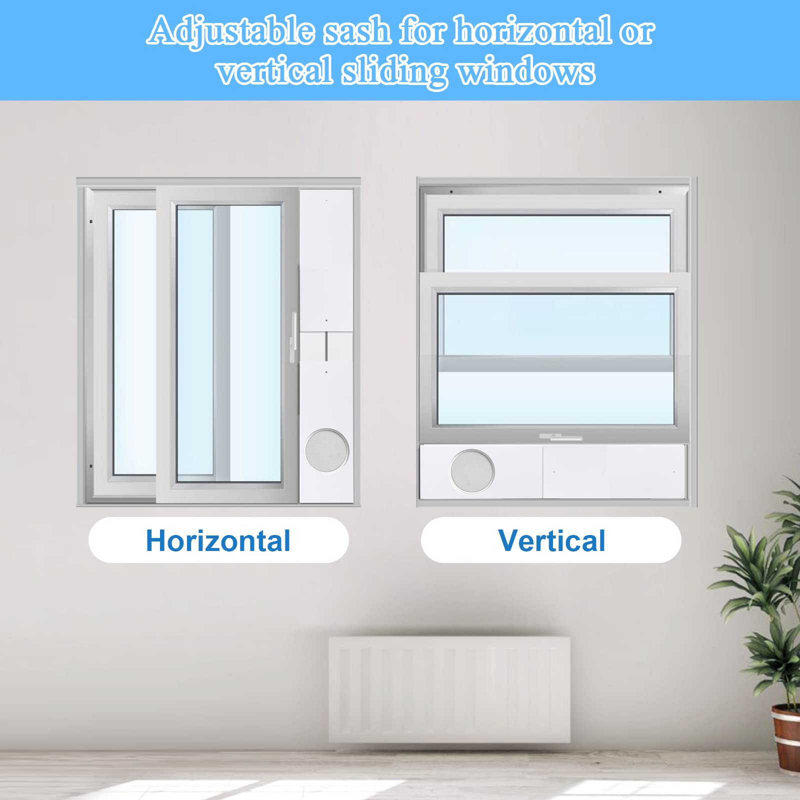 DARCKLE Portable AC Window Kit Adjustable AC Vent Kit Window Seal Plates Kit for AC Unit for Ducting Universal AC Seal Panel for Horizontal&Vertical Window ((5.9 INCHES) with Hose)