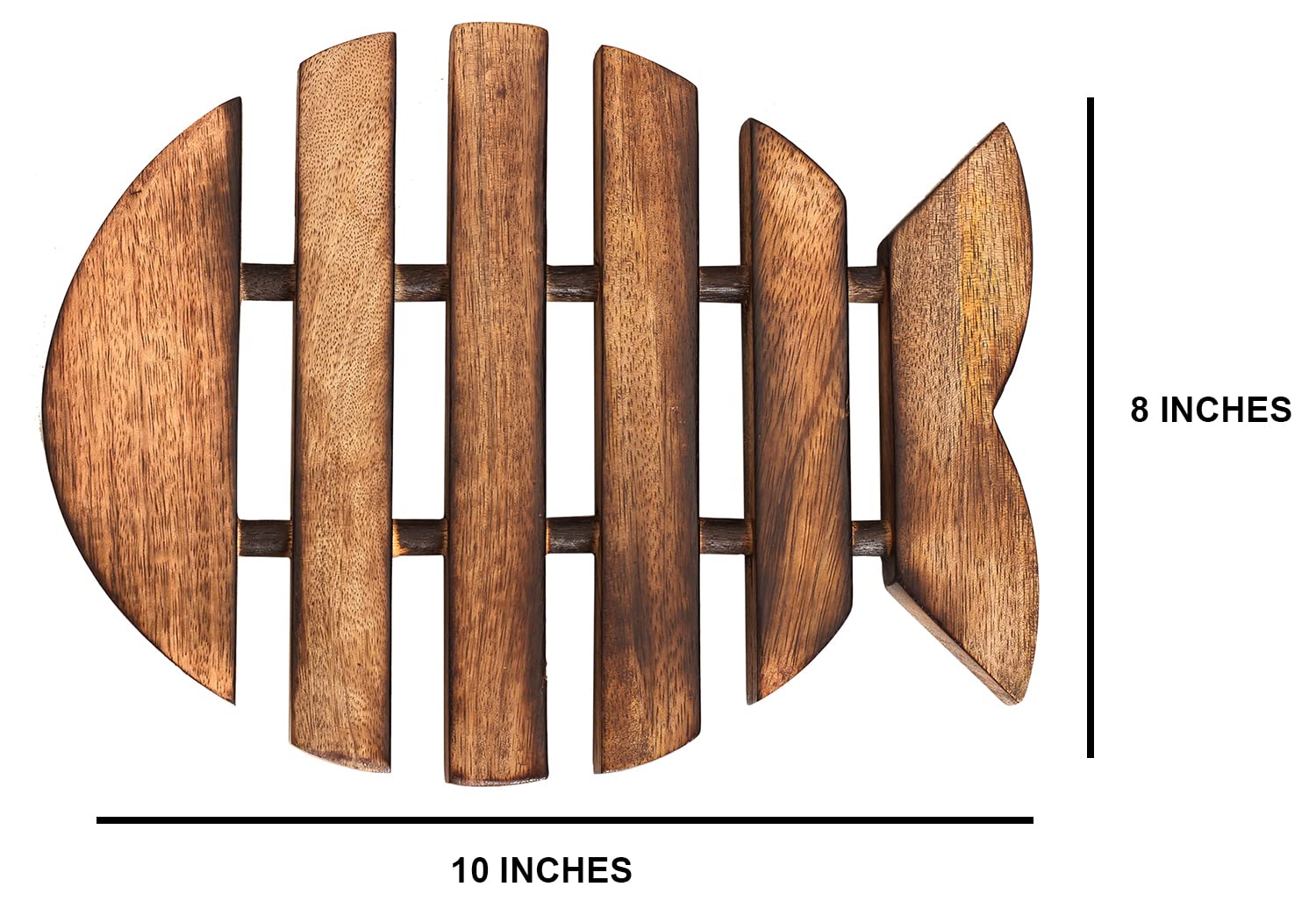 ETROVES 10 Inch Wooden Trivet Fish Shape for Hot Dishes Pot Pan Tea Pot Holders Modern Home Farmhouse Kitchen Counter Top Decor