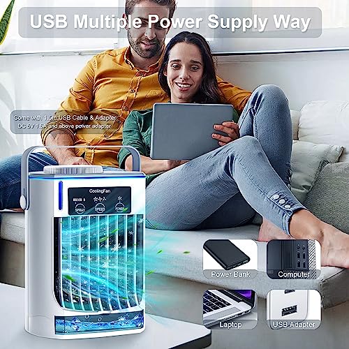 Portable Air Conditioner - EUKZEKY 3 IN 1 Evaporative Air Cooler Personal Air Conditioner Cooling Fan with 3 Wind Speed, 3 Mist Small air conditioner Desktop Humidifier Fan for Room Office Camping