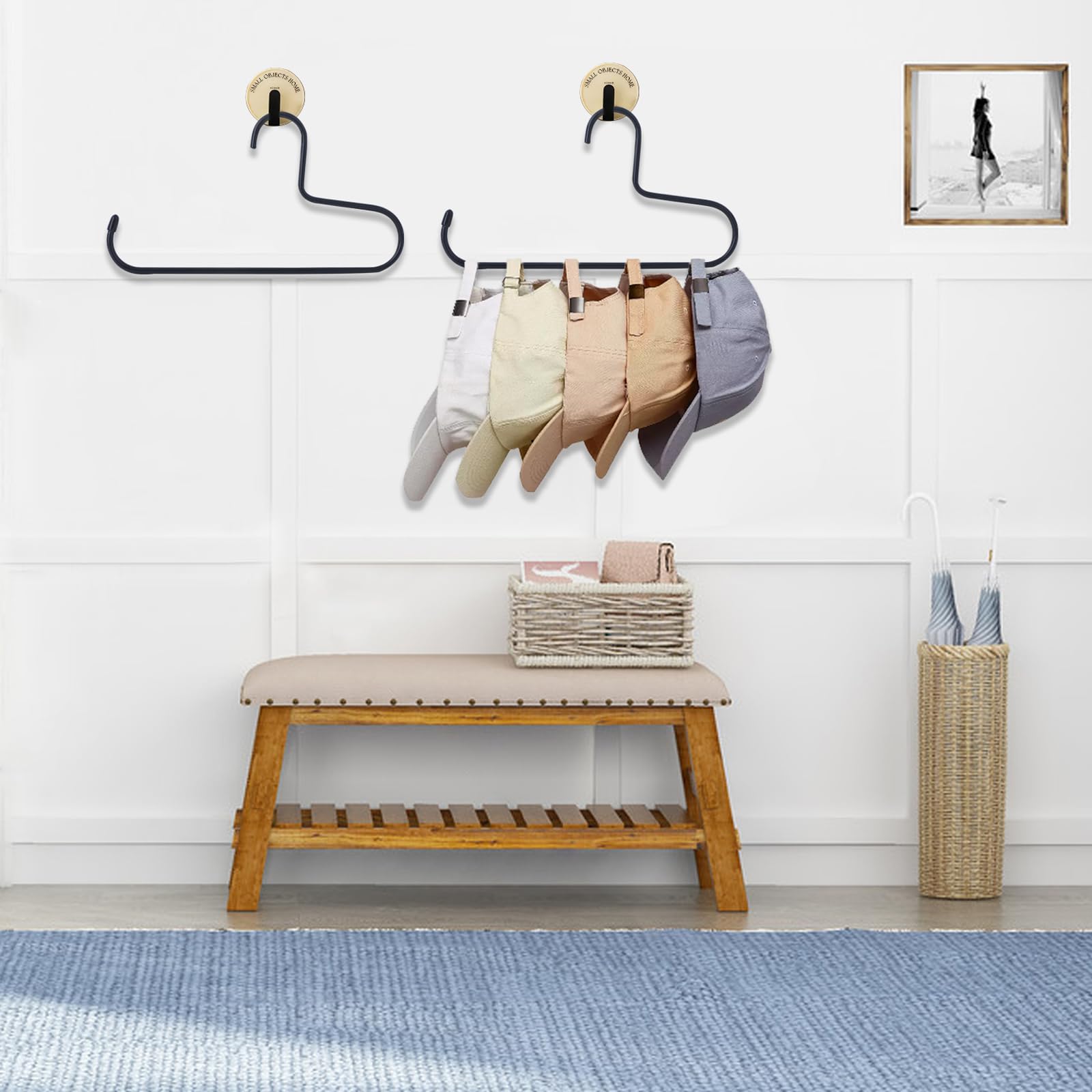 Hat Rack,Hat Organizer for Baseball Caps,2 Pack Metal Hat Holder for Closet,Baseball Cap Organizer Holds up to 20 Caps, Slip-Resistant Hat Hangers for Closet Storage