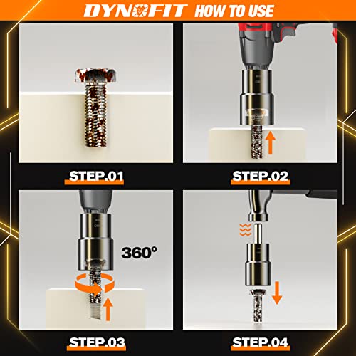 Dynofit 5-Piece Twist Socket Set 1/2" Drive Impact Extractor Tool for Removing Rust Deformation Peeling and Breaking Lug Nut/Wheel Bolt Metric 17mm 19mm 21mm 22mm with Drift Punch Nut Removal Bar