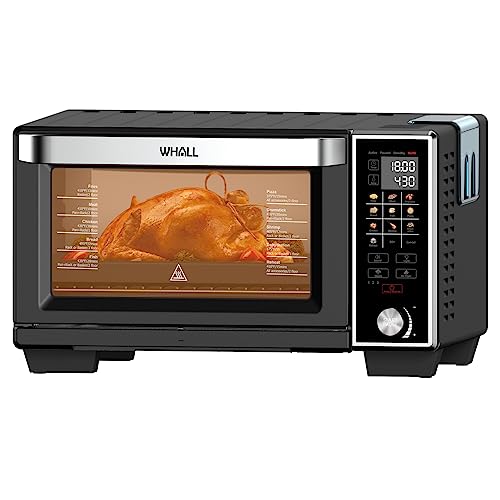WHALL Toaster Oven Air Fryer, Max XL Large 30-Quart Smart Oven,11-in-1 Toaster Oven Countertop with Steam Function,12-inch Pizza,6 slices of Toast, 4 Accessories Included, Stainless Steel /1700W