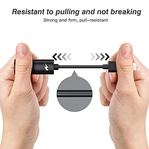 Lightning to 3.5mm Adapter for Iphone Headphone Splitter Audio Charger Jack Cable 2in1 Dongle AUX Cord Converter for Apple MFI Certified 13 12 11 Pro Max 7 8Plus X Ipad Earphone Headset Adaptador Para