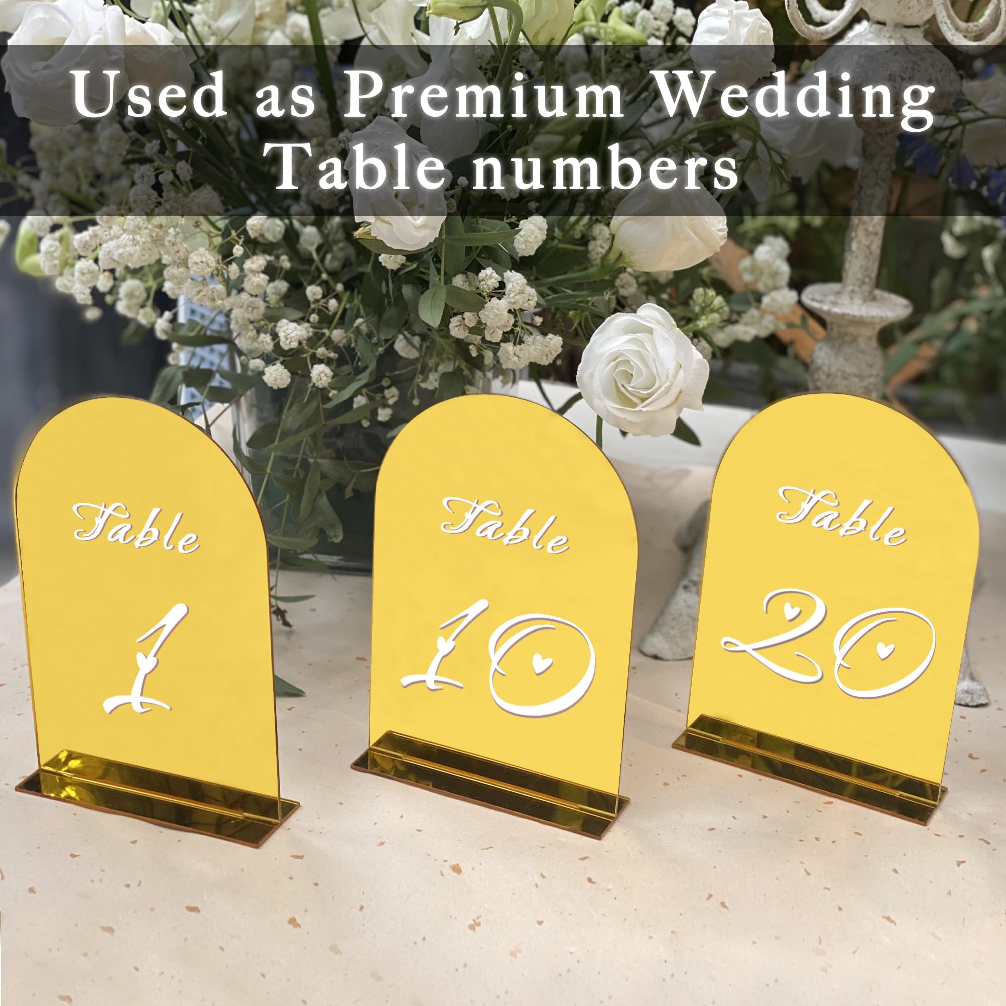 EINZUFUF Table Numbers, 1-15 Frosted Wedding Table Numbers with Black Letters, Acrylic Wedding Signs with Holders for Centerpiece, Party, Reception, Decoration