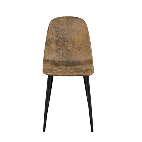 HOMY CASA Dining Chairs Set of 6, Modern Mid-Century Style Dining Room Side Chairs Accent Chairs with Black Metal Legs Comfortable for Kitchen Lounge Farmhouse, Rustic Brown, 6PCS(Only Chairs)