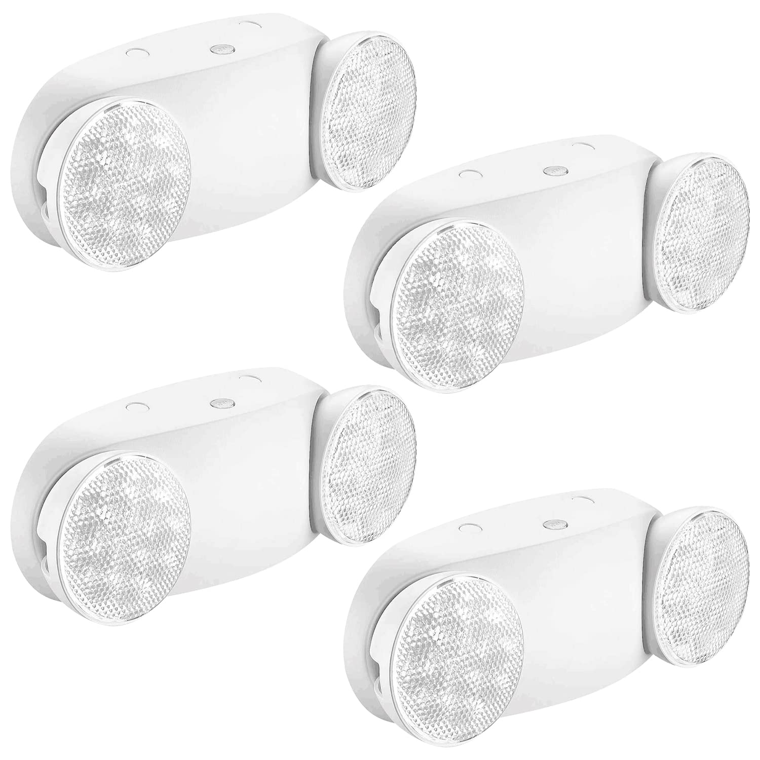 OSTEK 4 Pack LED Emergency Exit Lighting Fixtures with Two Heads, US Standard Adjustable Integrated LED Emergency Light with Battery Backup, UL 924 Qualified (4 Pack)