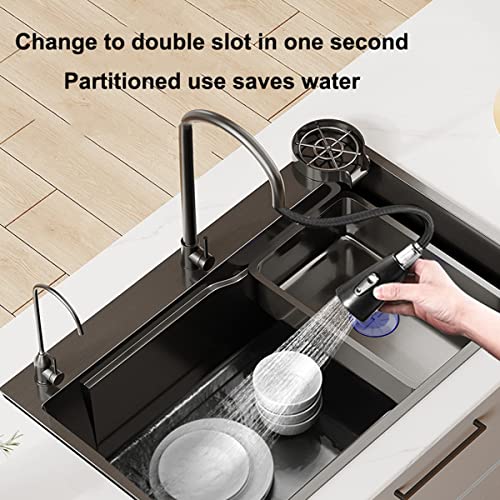 Outdoor Sink, Single Bowl Undermount Kitchen Sink 60x45CM 75x45CM Workstation Stainless Steel Bar Sinks with pull faucet and Cutting Board, Fits Kitchen Cabinet, Commercial Sink (Size : 75x45CM/29.5x