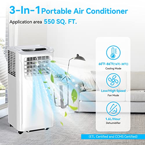 Portable Air Conditioners, 12000 BTU Portable AC Uint with Dehumidifier & Fan Mode for Room up to 550 Sq.Ft, 3-in-1 Room Air Conditioner with Remote, 24Hrs Timer, Installation Kit for Home Office