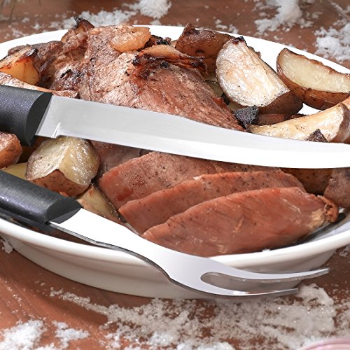 Rada Cutlery Carving Knife Set β Stainless Steel 2-Piece Carving Set With Stainless Steel Black Resin Handles