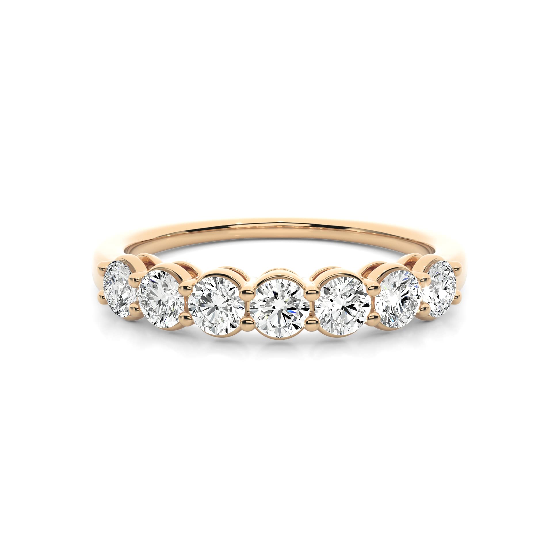 Buy Jewels Solid 10k Gold Wedding Band Moissanite Half Eternity Anniversary Ring For Women (G-H Color) (Rose Gold, 7.5)