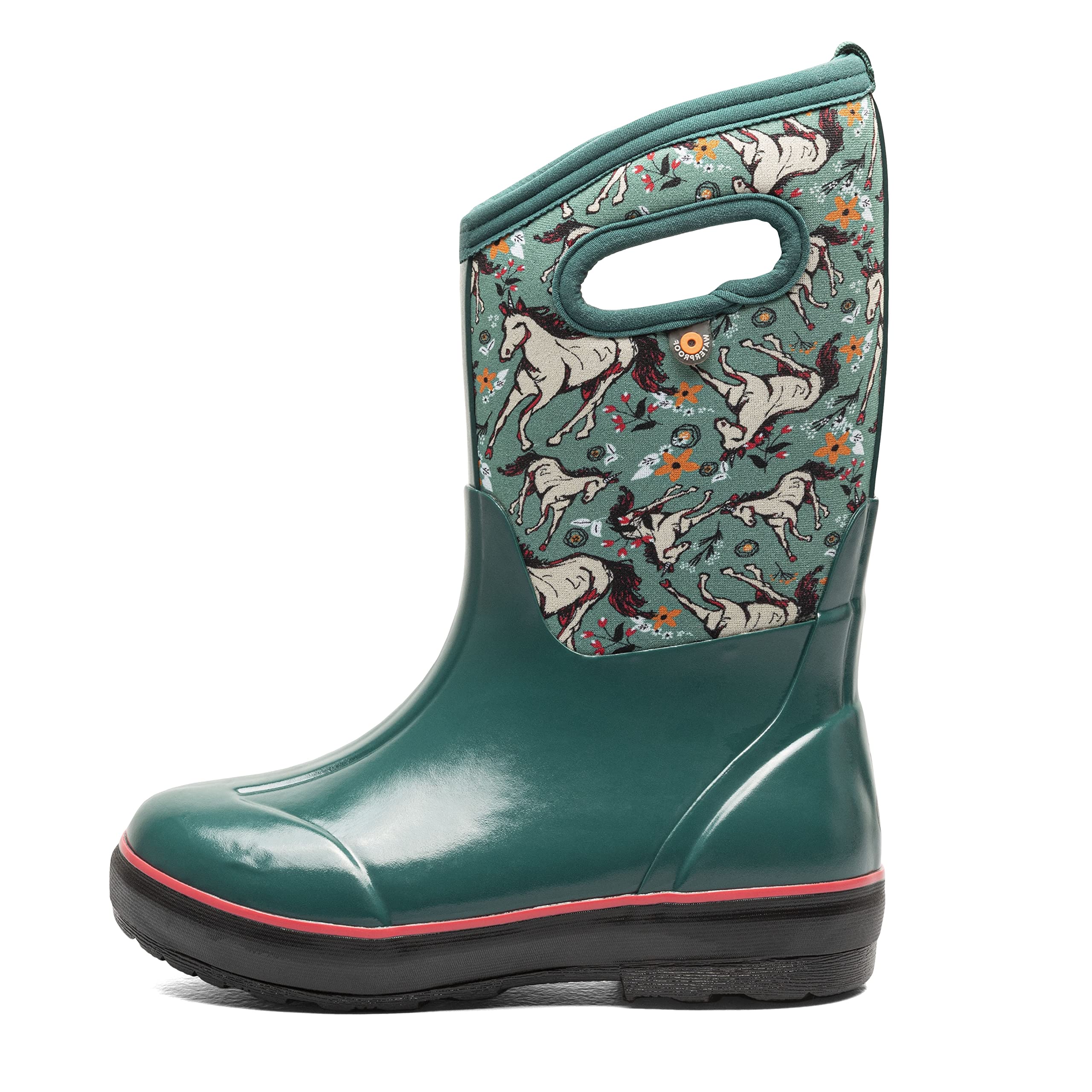 Bogs Kids Classic Waterproof Rain Boot, Unicorn Awesome Print - Teal Multi, Size 2 Big Kid