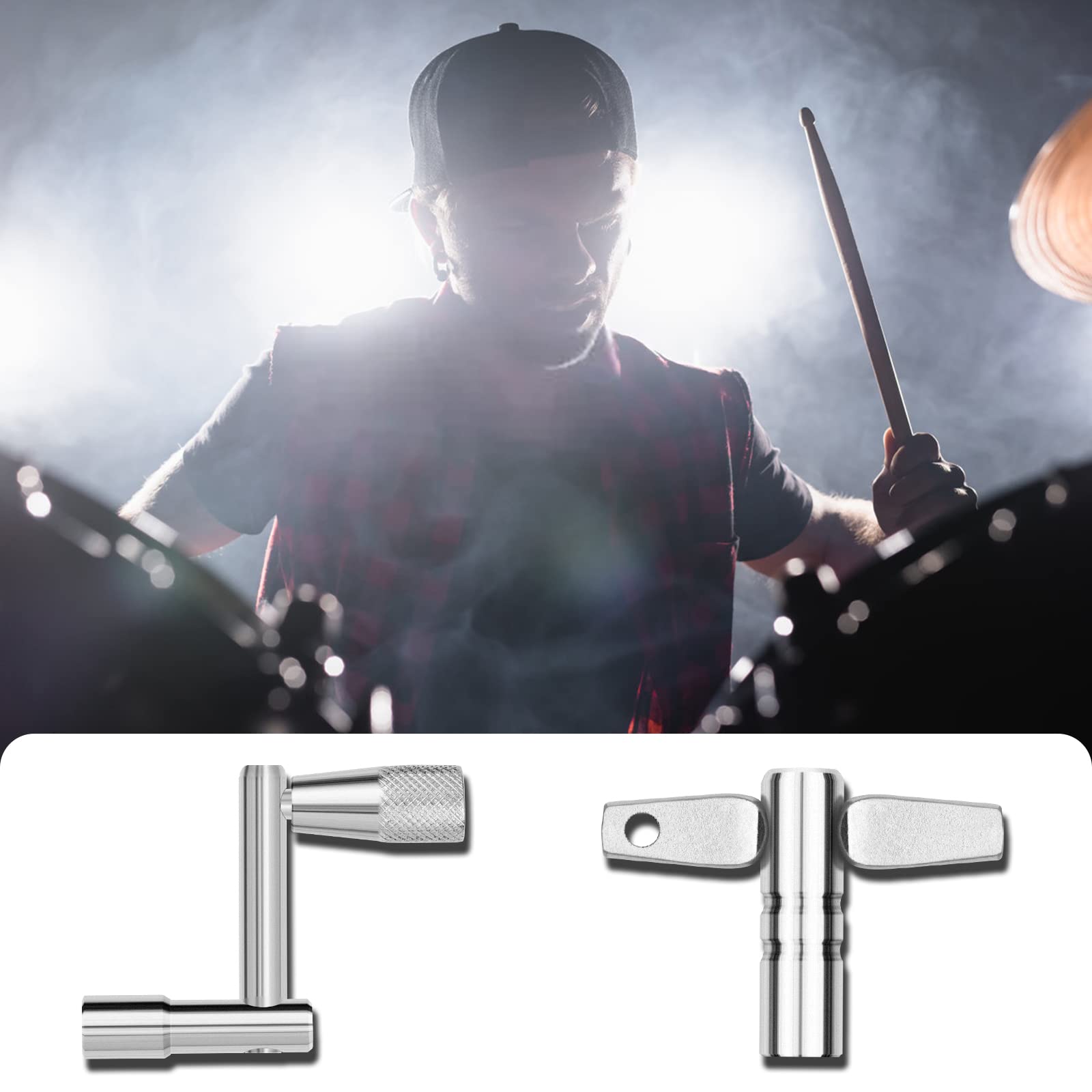 CHACHAZO Drum Key 3-Pack Drum Tuning Keys with 6PCS Cymbal Replacement Accessories Include Nut, Washer, Cymbal Sleeve & Drum Tuner Keys(Chrome-Plated Steel)