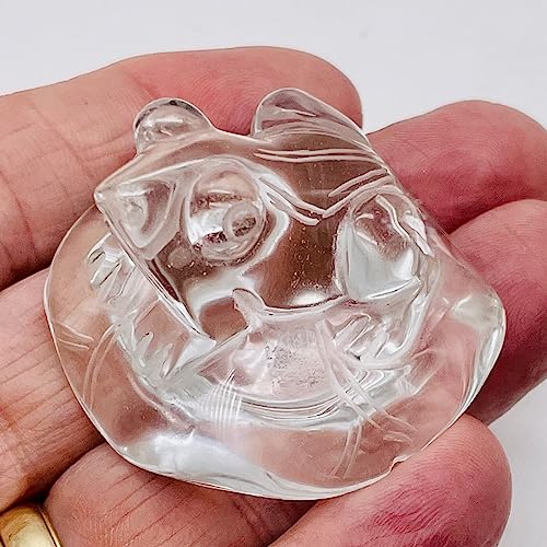 New Quartz Frog on Lilly Pad Carving 1 Figurine 30x45x45mm Clear for DIY Crafts and Jewelry Making PREM0D01935