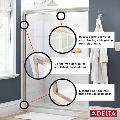 Delta Shower Doors SD3172271 Trinsic Semi-Frameless Traditional Sliding Shower Door 60in.x70in, Chrome Track