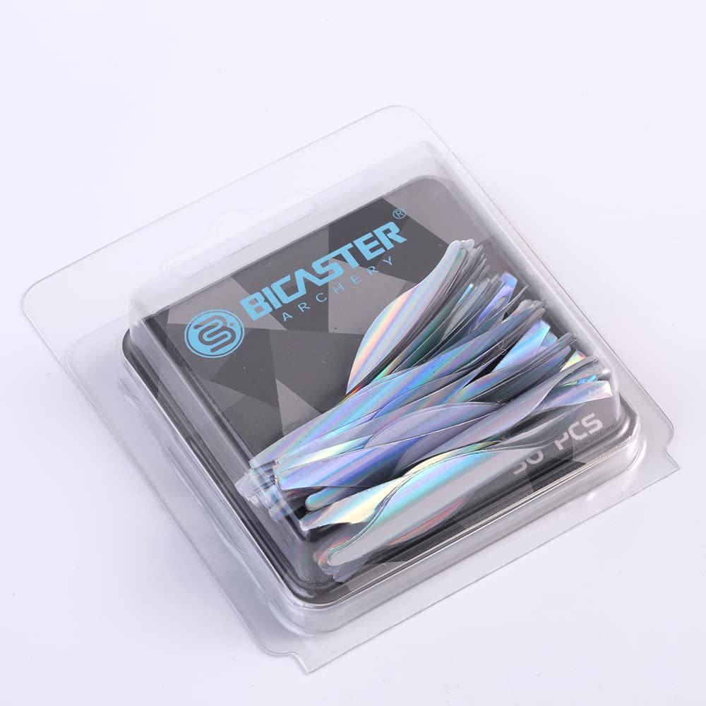 BICASTER Spin Vanes 2inch LH/RH Arrow Vanes Fletches - 50pcs (Right Handed, Colorful Silver)