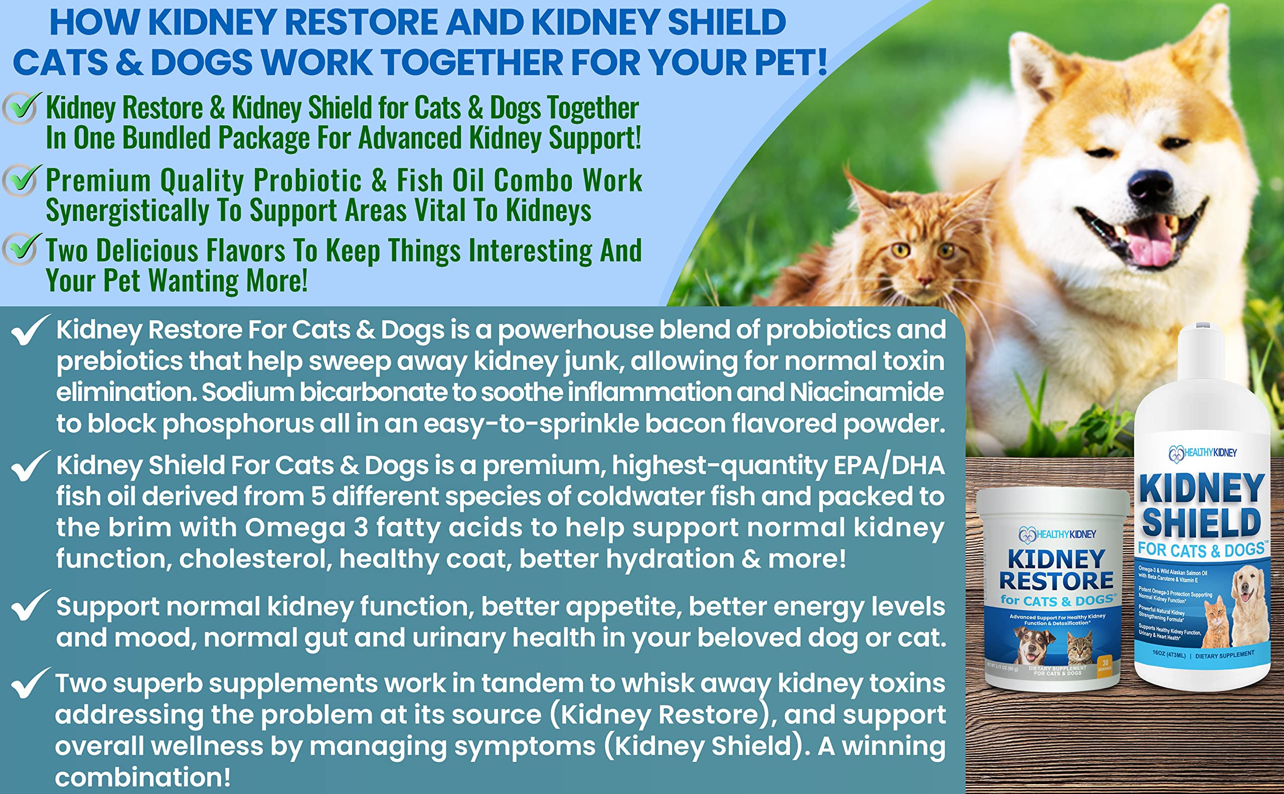 Kidney Restore and Kidney Shield for Cats & Dogs Two-Pack