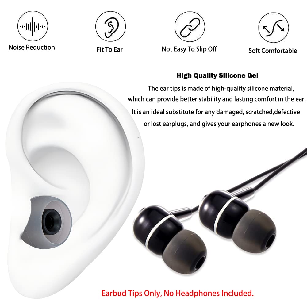 DMZHY 9 Pairs Earbud Tips Replacement Earbud Tips Earbud Replacement Tips Ear Bud Replacement Pieces Silicone Earbud Covers Fit for in-Ear Headphones(Inner Hole from 3.8mm-5.1mm Earphones) SML Black