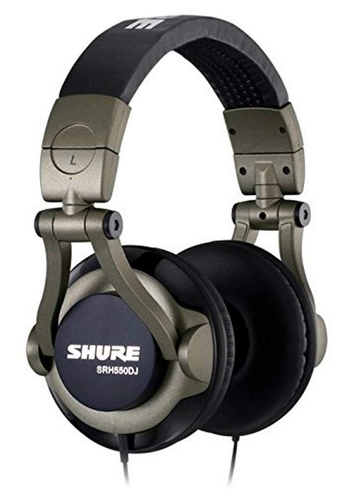 Shure SRH550DJ Professional Quality DJ Headphones - Full Range Audio Performance, 50mm Dynamic Drivers Deliver Enhanced Bass, Padded Ear Cups Swivel 90 Degrees for Easy One-Ear Placement