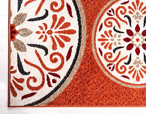 Unique Loom Outdoor Modern Collection Area Rug (4' 1" x 6' 1" Rectangle, Terracotta/ Burgundy)