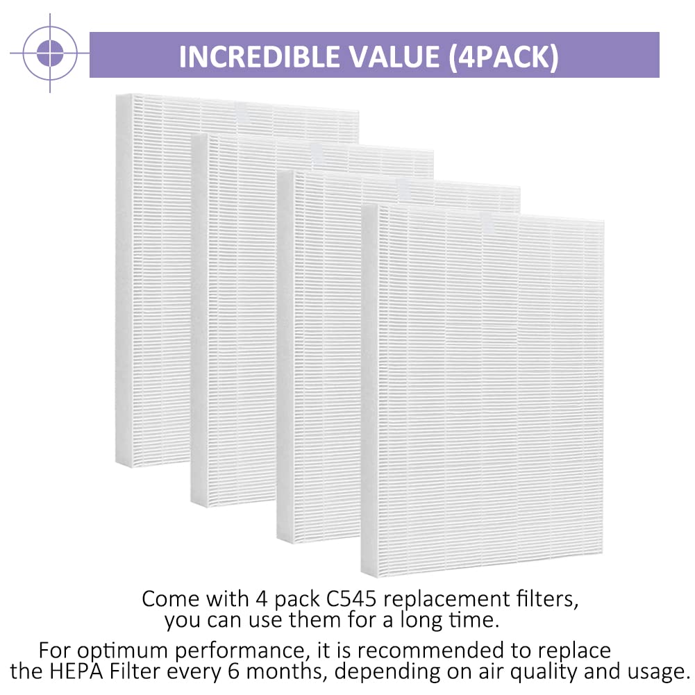 TIMISONL C545 Replacement filter S: Compatible with winix C545 Air Purifier - 4pack True HEPA Filters only - replaces part#1712-0096-00