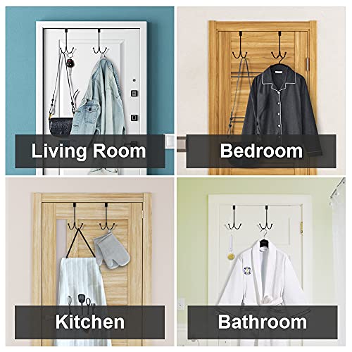 Over The Door Hooks β 4pc Set, Durable Twin Hooks Organizer for for Entryway, Hallway, Living Room, Bath Room and Kitchen - Make tidying up Quick and Easy (4 Pieces, White)