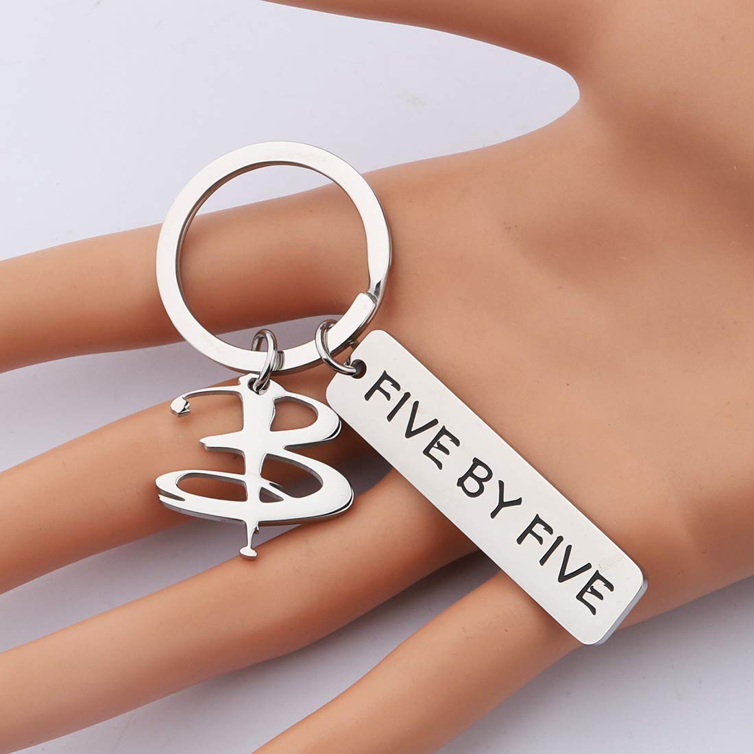 Buffy Vampire Slayer Inspired Gift Five by Five Keychain 90's Television Gifts (Five by Five Keychain)