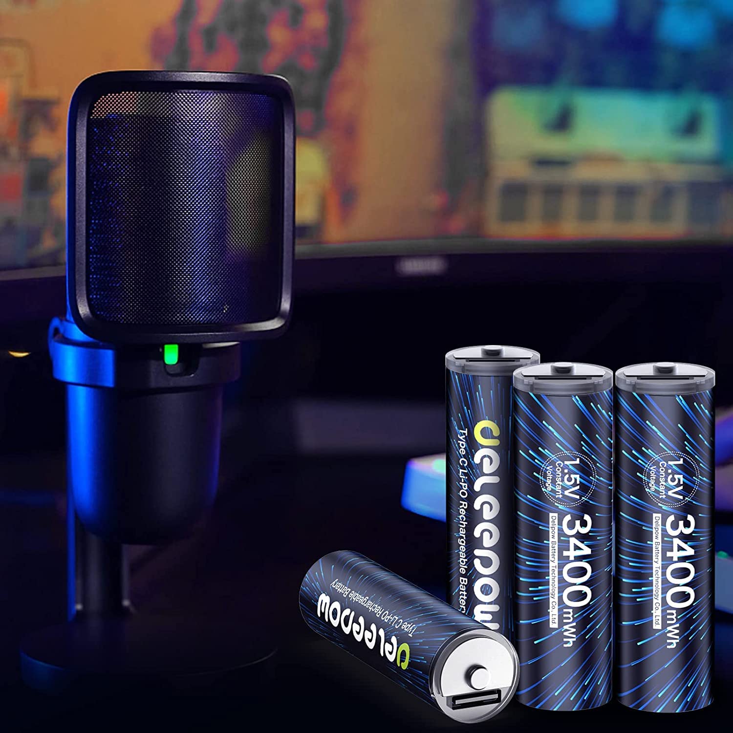 Deleepow USB Rechargeable AAA Batteries 1.5V 1200mWh Lithium AA Batteries 1500 Cycles Triple A Batteries 4-Pack