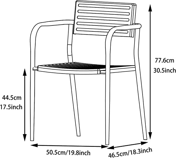 GWAREZ Outdoor Bistro Metal Arm Chair Stackable Garden Dining Chair for Patio Backyard Lawn, Set of 2, Bright Orangeā¦