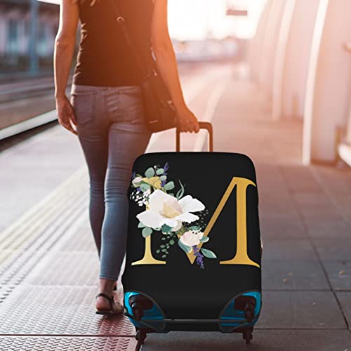 Flower Lette M Black Luggage Cover Elastic Washable Stretch Suitcase Protector Anti-Scratch Travel Suitcase Cover for Kid and Adult XL (29-32 inch suitcase)