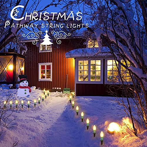 Brightown C9 Christmas String Lights Outdoor, 25.7 Feet 20 Bulbs Pathway Lights Waterproof Replaceable for Indoor Xmas Party Holiday Wedding Commercial Decorations (Warm, LED)