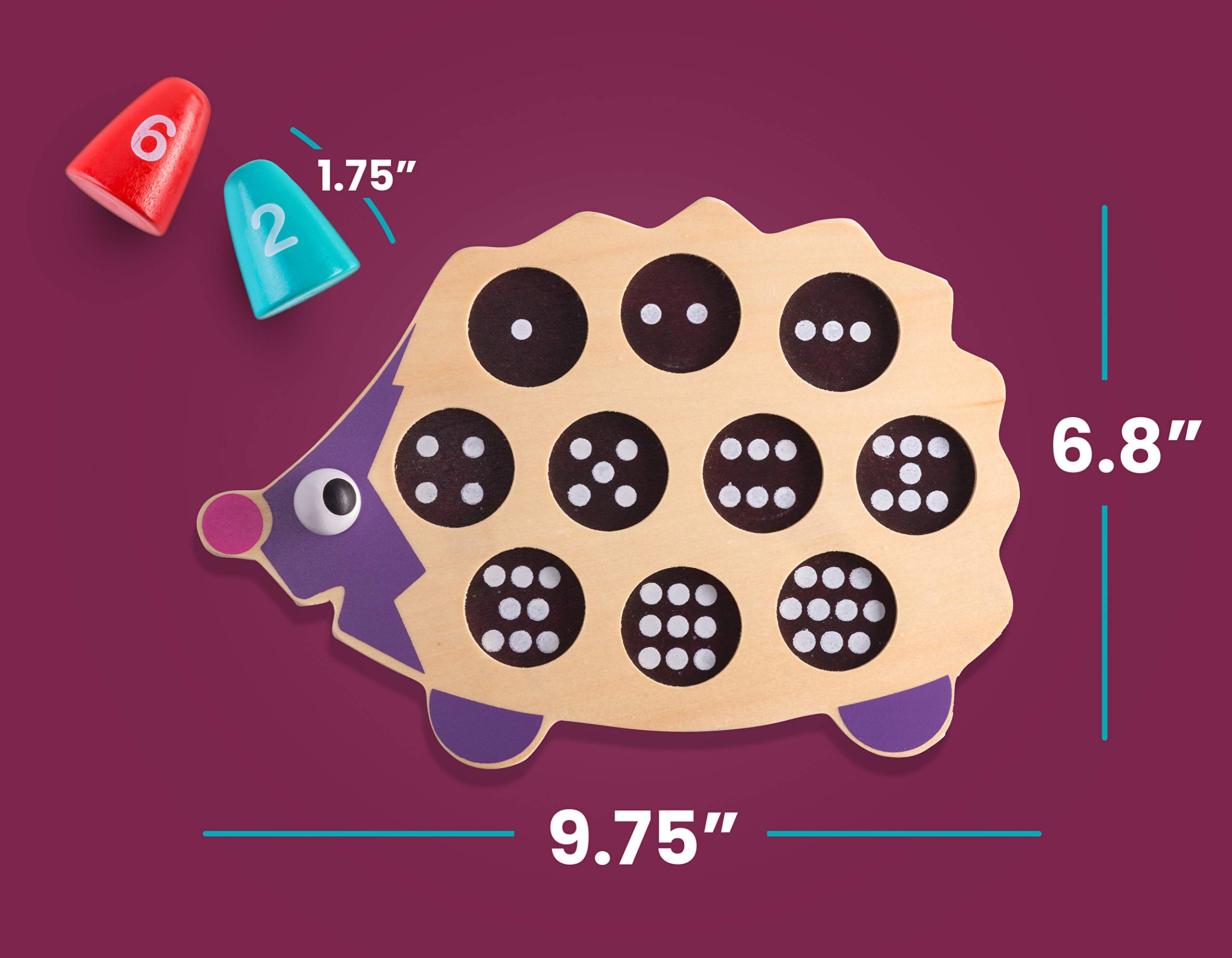 Play Brainy™ Fun, Kid-Friendly and Math Educational- Easy Number Game-Toddler Puzzle- 3D Baby Animal Hedgehog Puzzle- STEM Montessori Learning Toy- Ideal for Baby, Toddler, and Kids.