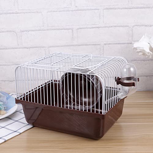 Gerbil Carrier Hamster Cage Portable Travel Rat Cage with Handle Gerbils Cages Small Animal Carry Case Pets House Habitats for Going Out Traveling (Coffee) Chinchilla Carrier