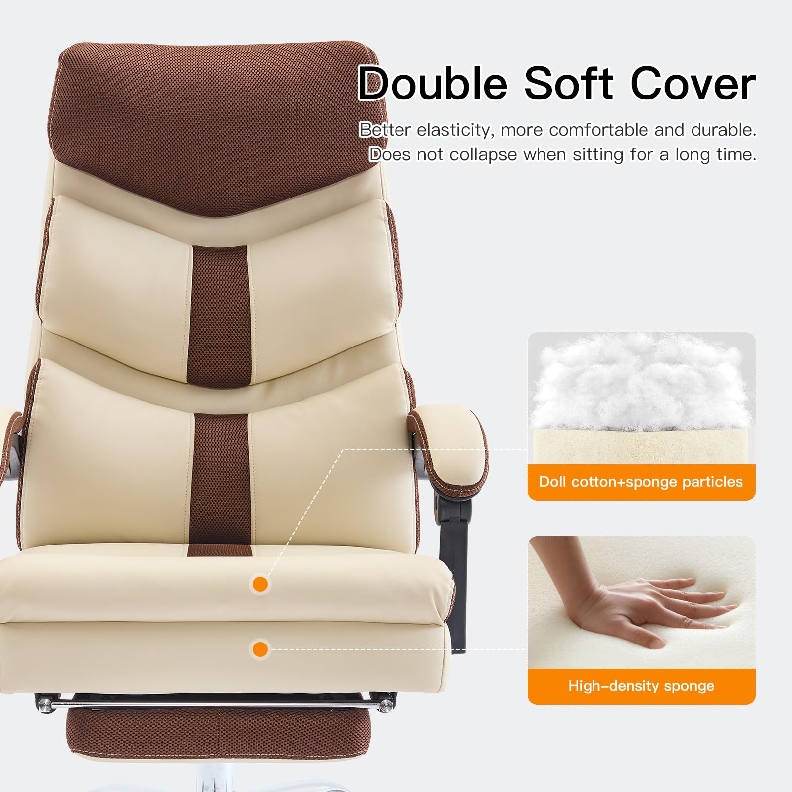 Executive Office Chair with Foot Rest, Ergonomic Big and Tall Computer Desk Chair Back Support, Comfy Reclining High Back Office Chair for Adults, Task Swivel Chairs for Home Office