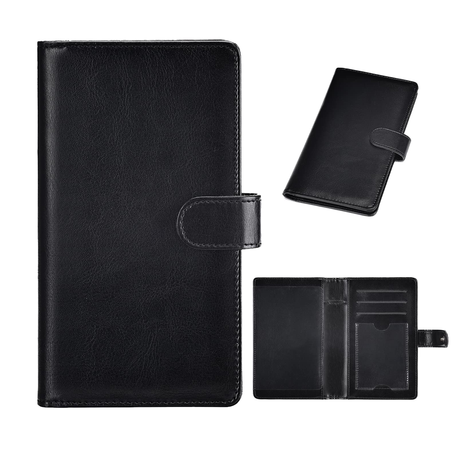 Black Checkbook Covers- Leather RFID Check Registers for Personal Checkbook,Women&Men Wallets with Checkbook Holder Case (Black)