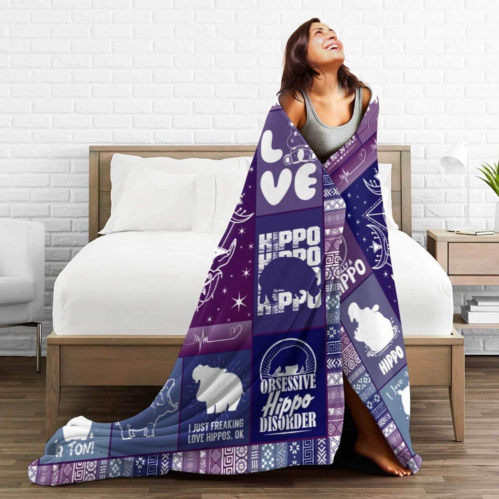 Homieblanket Hippo Blanket for Boys Girls, Cute Hippo Themed Design Printed Throw Blankets for Kids Lap, Chair Sofa, Warm Soft Cozy Blanket, 40"x 50"