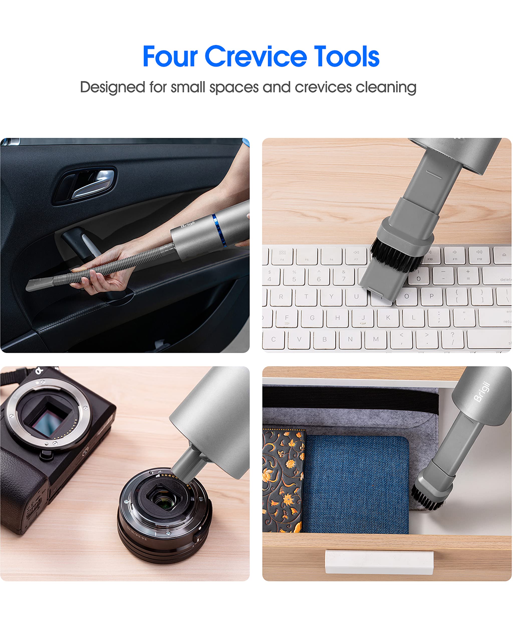 Brigii Mini Vacuum, Air Duster and Hand Pump 3 in 1, Cordless Handheld Vacuum, USB Rechargeable, Easy to Clean Desktop, Keyboard, Drawer, Car Interior and Other Crevices, Small Spaces -Y120 Pro