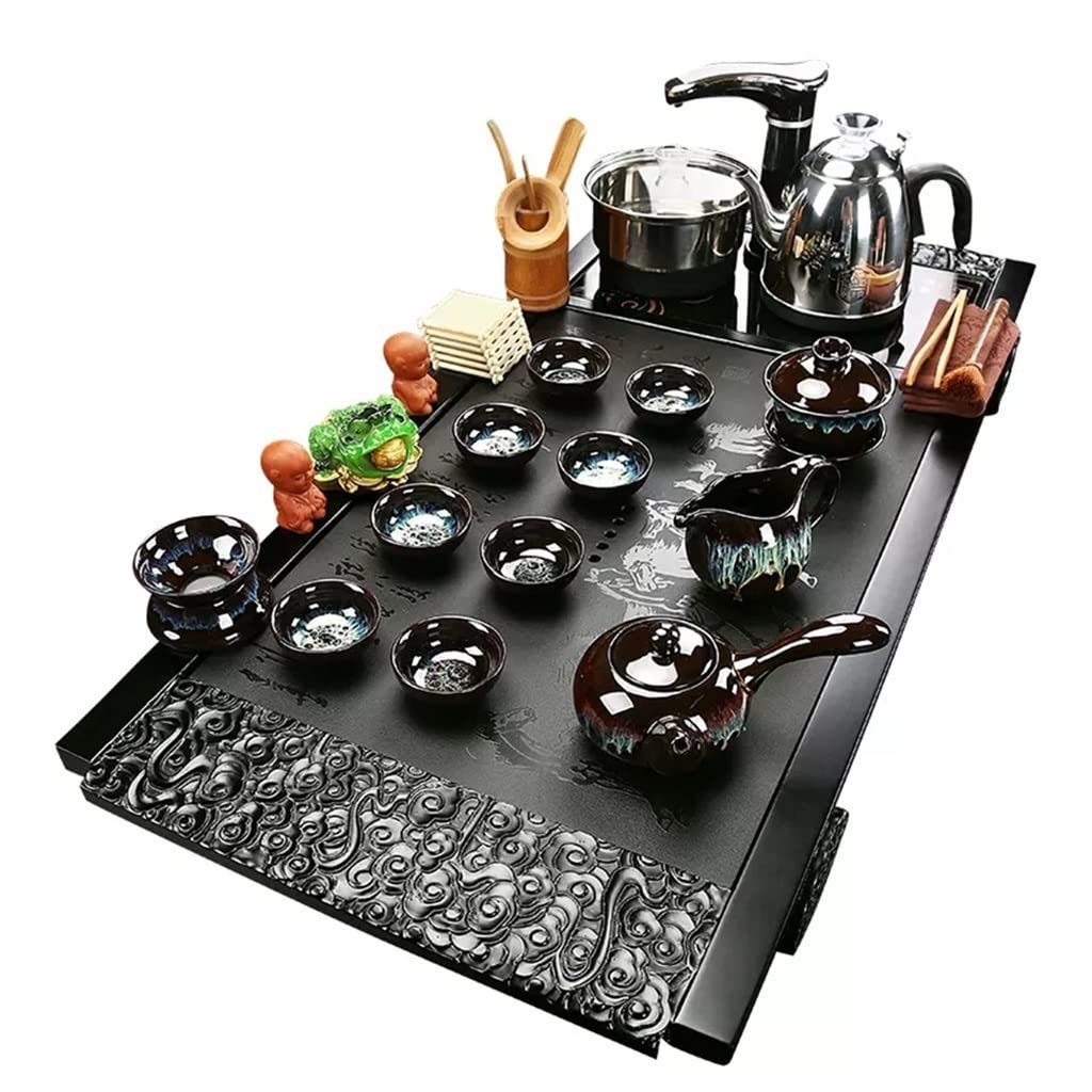 Ceramic Kung Fu Tea Set,Tea Tray - Fully Automatic,Electric Stove,Tea Cup, Tea Ceremony,Tea Table, Solid Wood Tea Tray