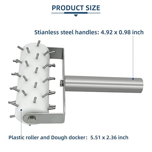 DOXILA Pizza Dough Docker Roller Pins Pastry Dough Tool, Stainless Steel Handle Roller Pin Puncher for Cake Pie Cookies Bread Pastry Baking Cooking Tool