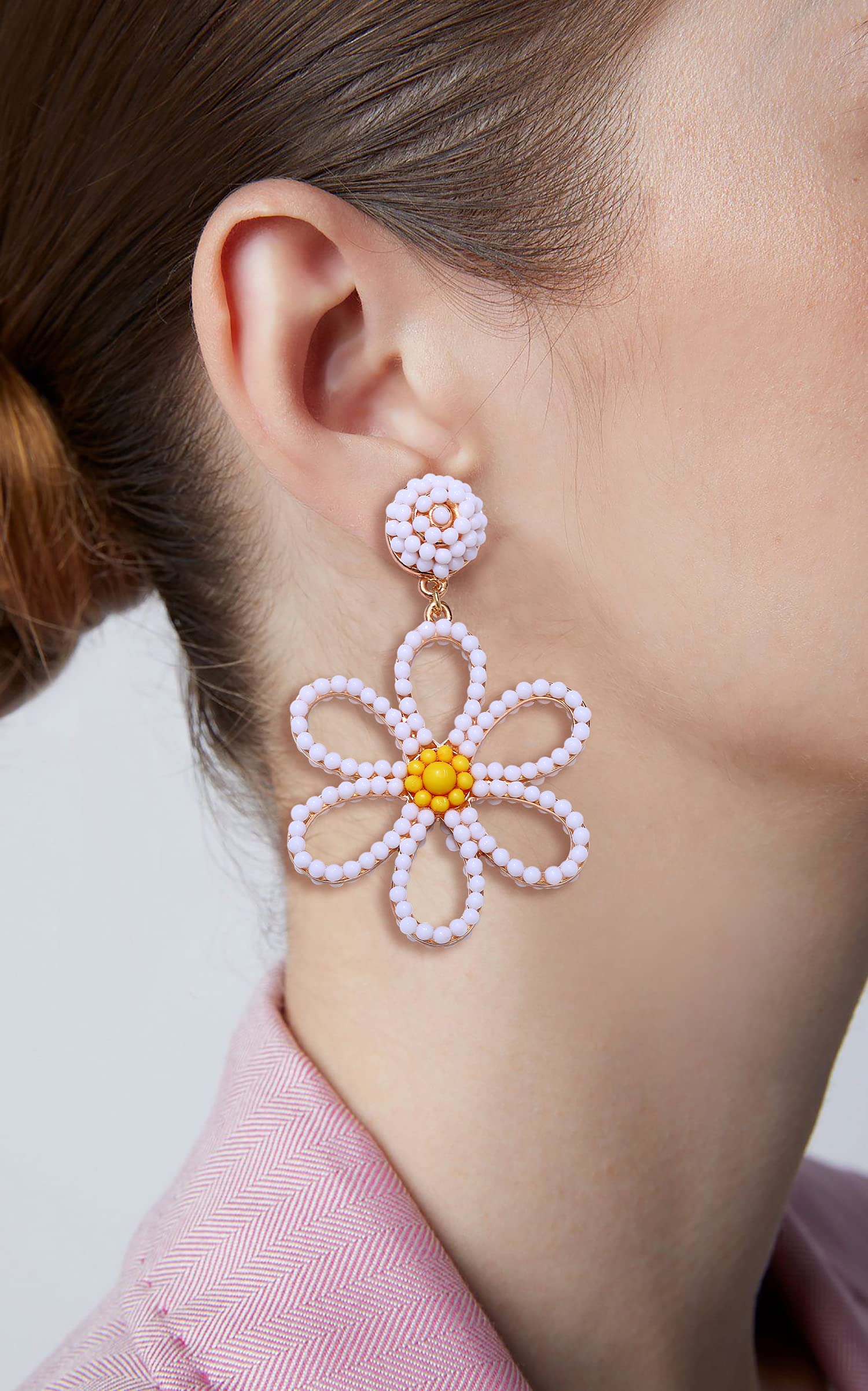 BVGA Women's flower Daisy Drop Earrings Handmade Beaded Sun Flower earrings for Parties
