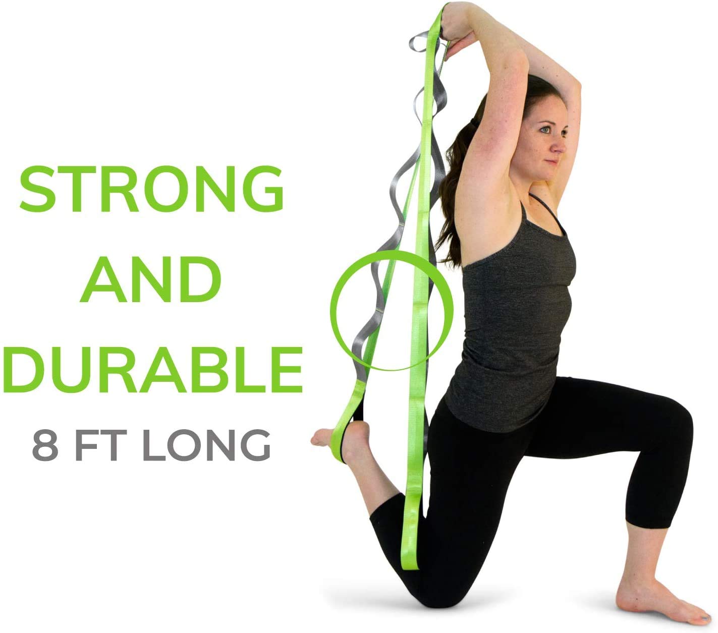 CARDALLTRY Stretching Strap Multi-Loop Strap 12 Loops Yoga Strap for Physical Therapy Pilates Dance and Gymnastics