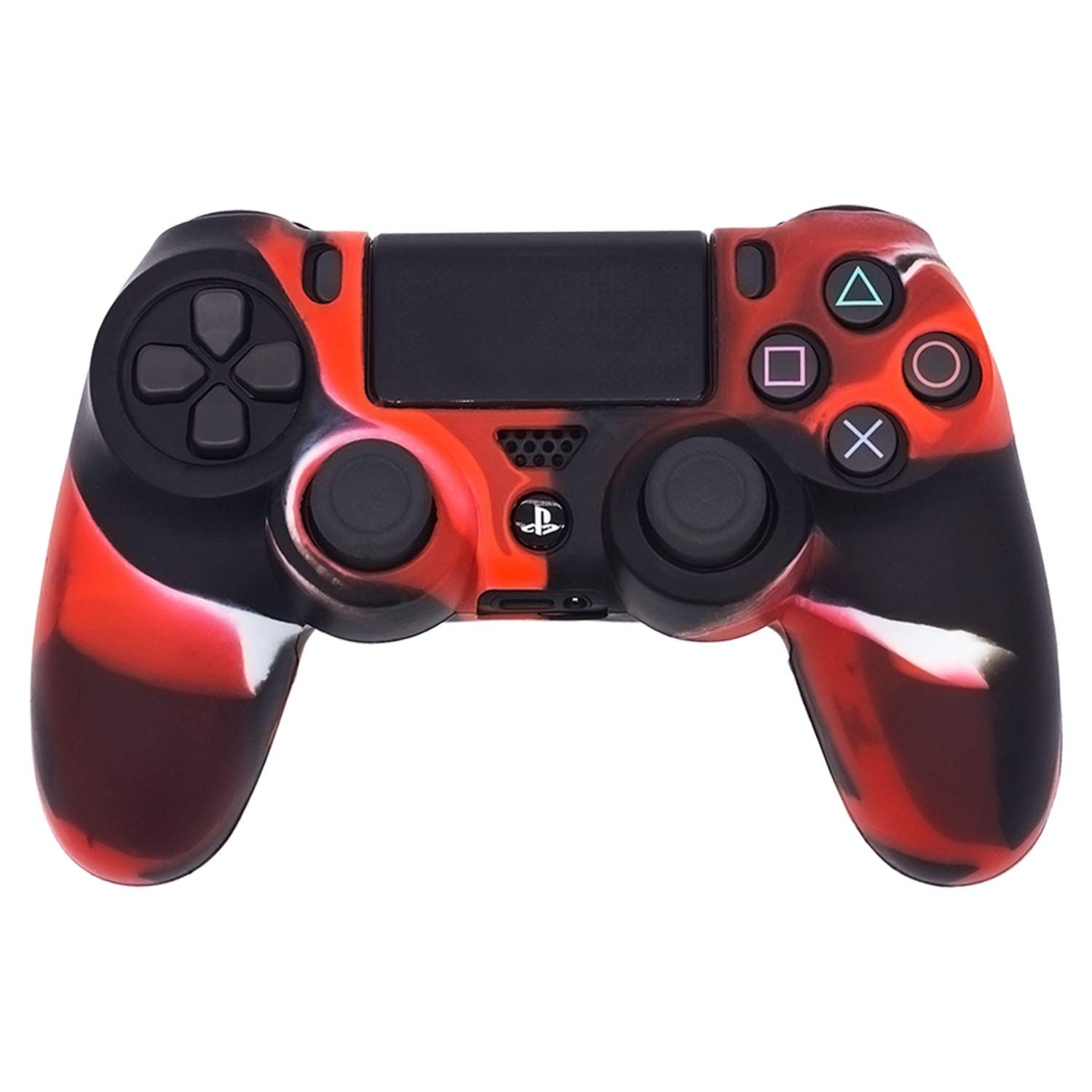 BRHE 3 Pack Silicone Cover Skins for PS4 Controller, Protector Case Accessories Set for PS 4/PS4 Slim/PS4 Pro Wireless/Wired Gamepad Joystick with 8 Thumb Grips Caps