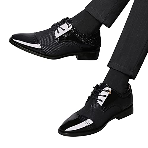 Classical Style Leather Shoes for Men Slip On PU Leather Low Rubber Sole Block Heel Work Soft Shoes Mens Black