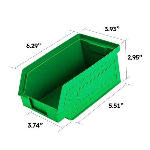 Storage Compat 50-Pack Small Storage Bin | Wall Mount Storage, Hanging and Stacking Bin, Freestanding | 7β x 4β x 3β Plastic Container | Green | Zeus 1PLZ02