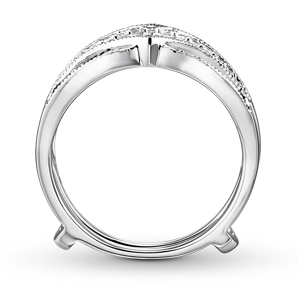 Celebrityinspired jewelry Women's 1.50 Ct Synthetic Sapphire & Simulated Diamond Guard Wrap Enhancer Ring 14K White Gold Over Silver